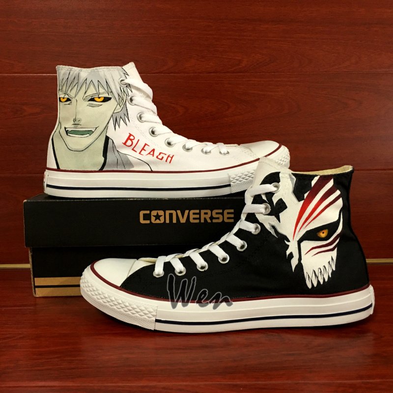 Unisex Canvas Sneakers Design Anime Bleach Hand Painted Shoes High Top ...