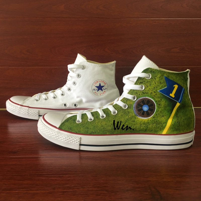 Custom Design Golf Grass Converse Shoes for Man Woman Hand Painted ...