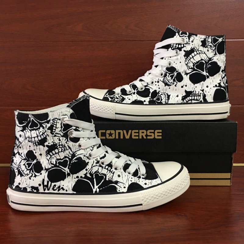 Original Converse Chuck Taylor Shoes Hand Painted Skulls Men Women ...