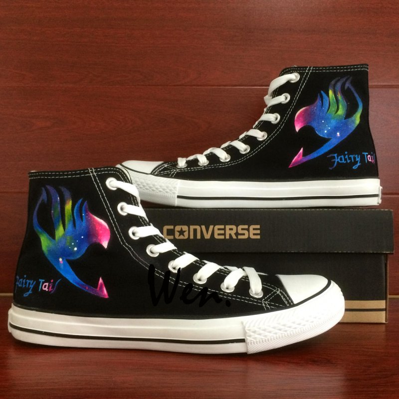 Anime Shoes Hand Painted Fairy Tail Logo Converse All Star Unisex Black ...
