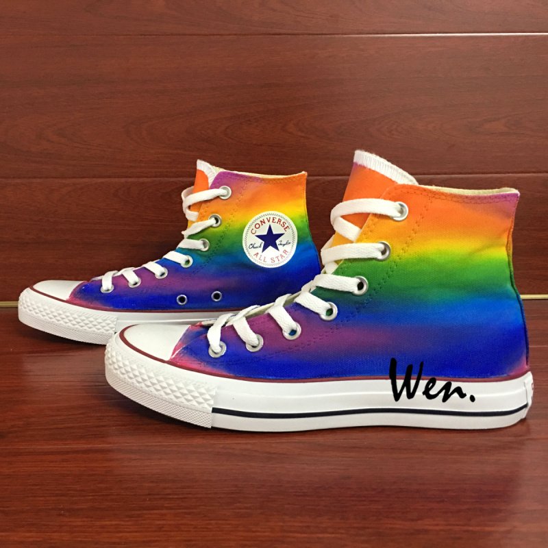 Rainbow Color Hand Painted Converse Shoes Gradient Change Color Design ...