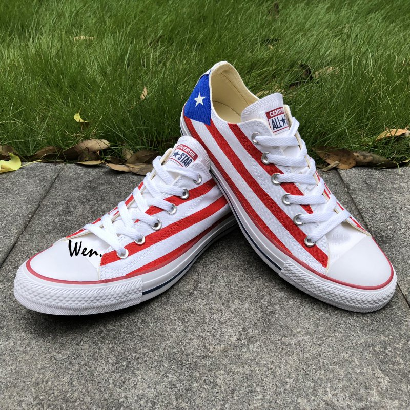 Puerto Rico Flag Low Top Converse Shoes Hand Painted Shoes Unique ...