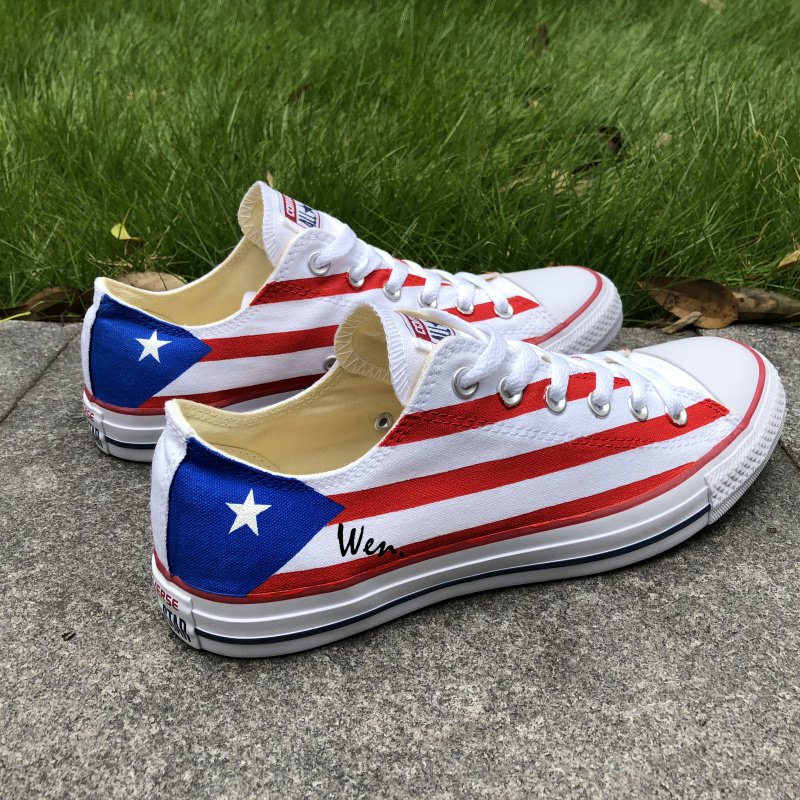 Puerto Rico Flag Low Top Converse Shoes Hand Painted Shoes Unique ...