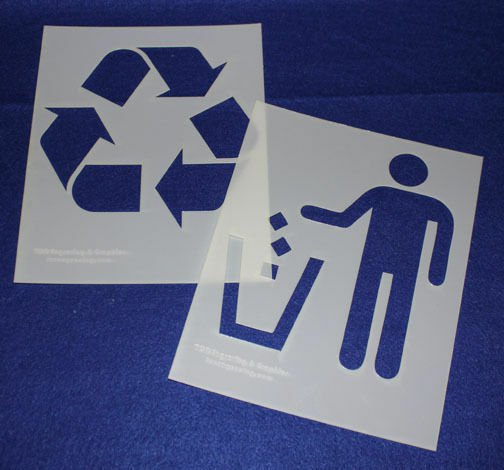 Recycle-Trash Stencils- 2 Pc Set- 14 mil Mylar Painting/Crafts/Stencil ...