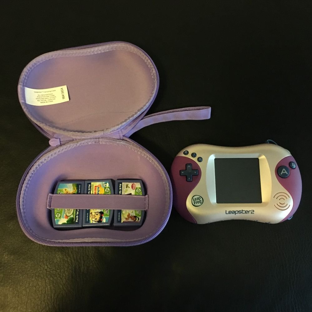 LEAP FROG LEAPSTER 2 LEARNING GAME SYSTEM W/ 3 GAMES & CASE DISNEY ...