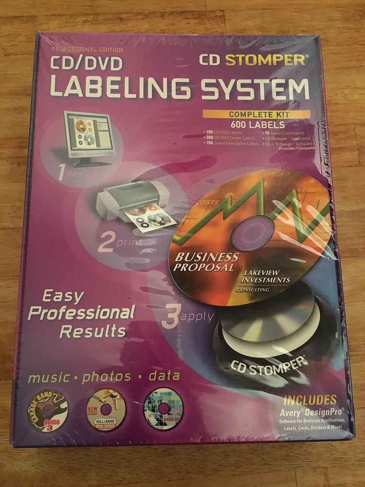 AVERY CD STOMPER PRO CD/DVD LABELING SYSTEM FOR PC & MAC 600 LABELS NEW ...