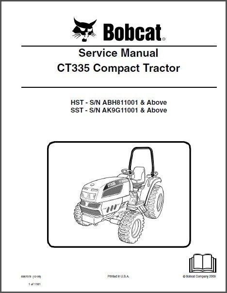 Bobcat CT335 Compact Tractor Service Manual on a CD -- CT 335