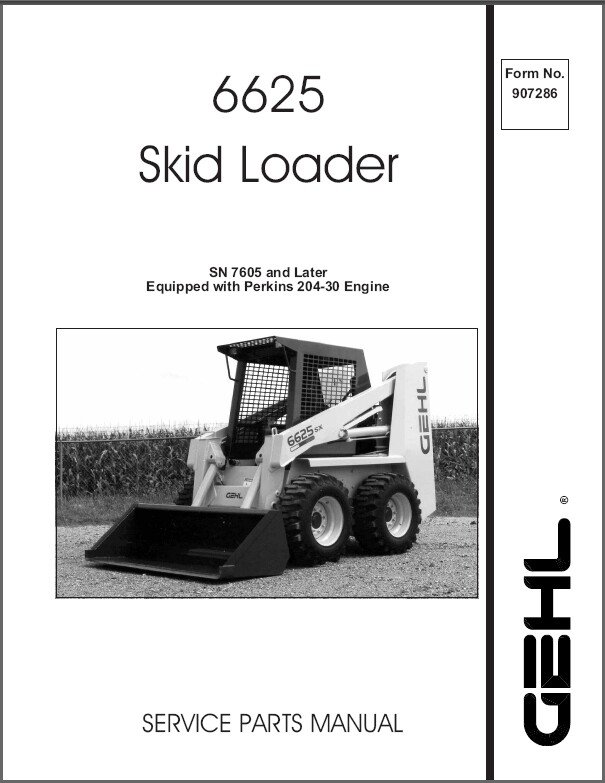 Gehl 6625 Skid Steer Loader Parts Manual on a CD