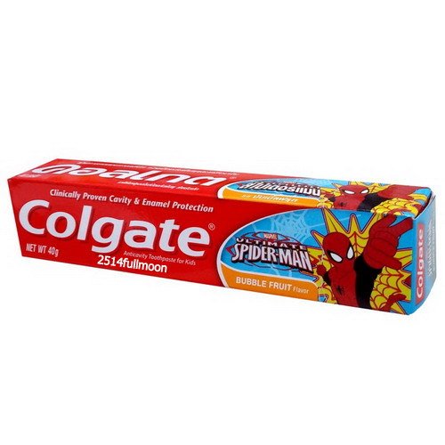 3x 40 g.COLGATE Kids SPIDER-MAN Toothpaste Bubble Fruit Flavor Age 2-6 ...