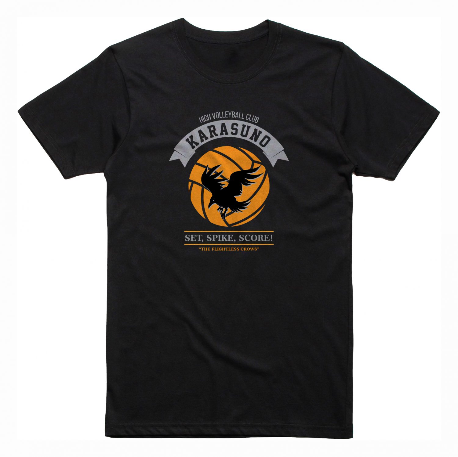 Karasuno Volleyball Club Flightless Crows Haikyuu Hinata Black T-Shirt ...