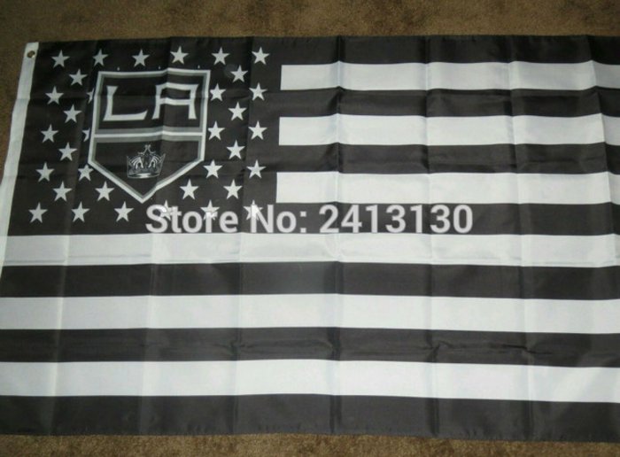 Los Angeles Kings Stripe flag 3ftx5ft Banner 100D Polyester NHL Flag