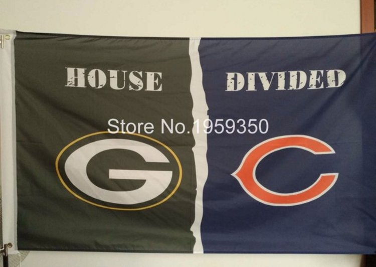 Green Bay Packers vs Chicago Bears House Divided Rivalry Flag 90x150cm