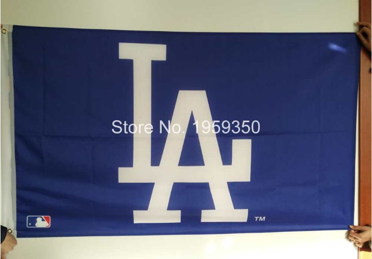Los Angeles Dodgers logo flag 3x5 FT Banner 100D Polyester MLB Flag ...