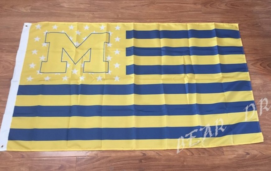 Michigan Wolverines logo with starts and stripes Flag 3ft x 5ft ...