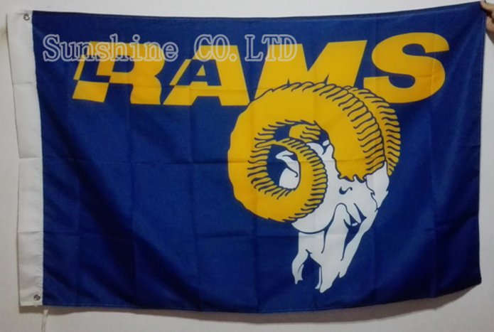 Los Angeles Rams logo with head flag 3FTx5FT Banner 100D Polyester ...