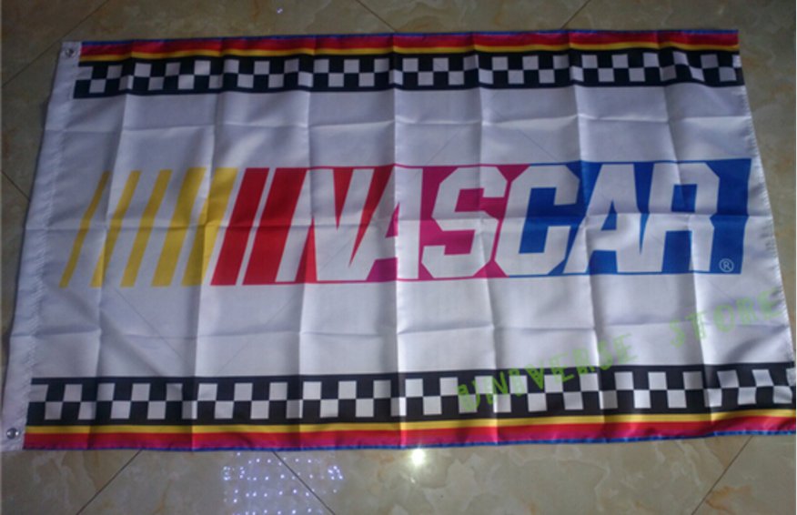 NASCAR logo 3ftx5ft Banner 100D Polyester Flag metal Grommets 90x150cm