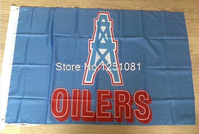 Houston Oilers logo car flag 90*150 cm 3*5 ft double sided 100D Polyester