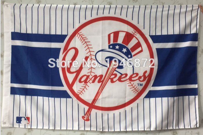 New York Yankees logo with stripes Flag 3ft x 5ft Polyester Banner ...