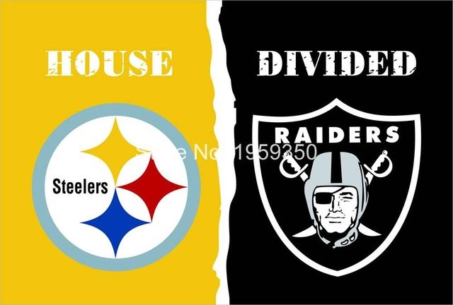 Pittsburgh Steelers vs Oakland Raiders House Divided Rivalry Flag 90x150cm