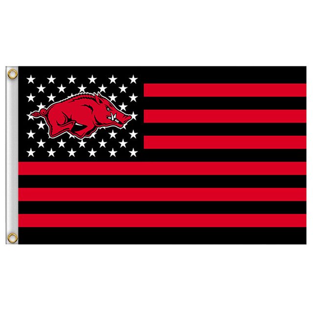 Arkansas Razorbacks flag with us stripes 3ftx5ft Banner 100D Polyester