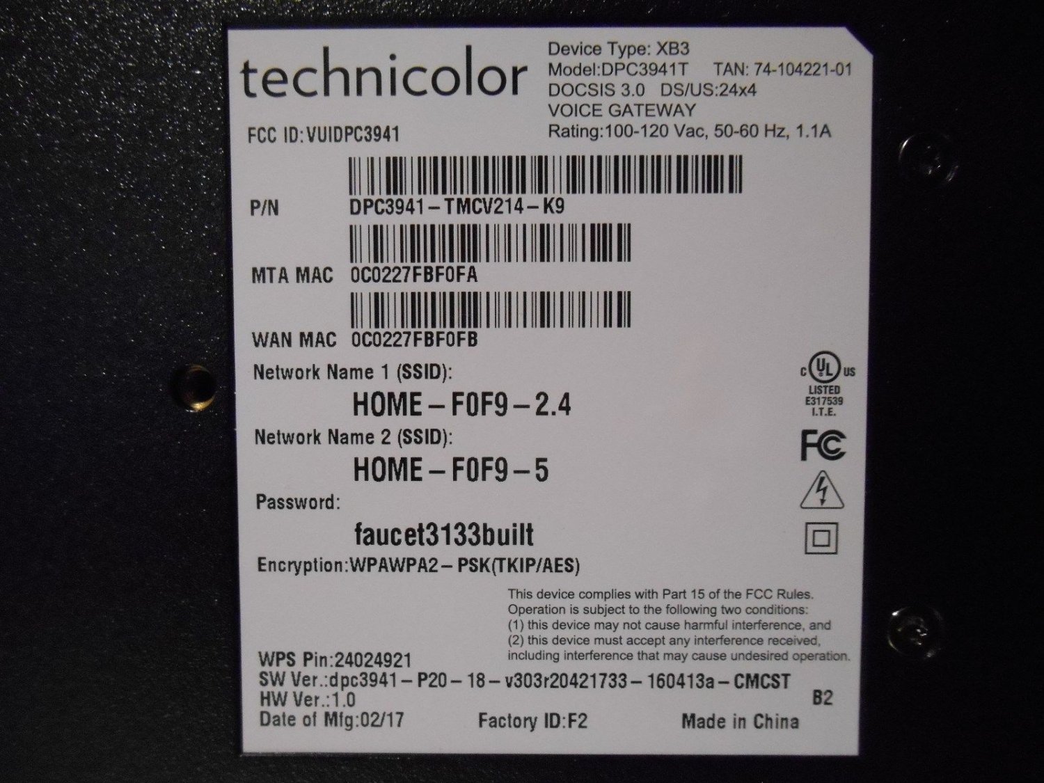 Comcast XfinityTechnicolor XB3 TG1682G WIFI VOICE CABLE MODEM Dual-Band ...
