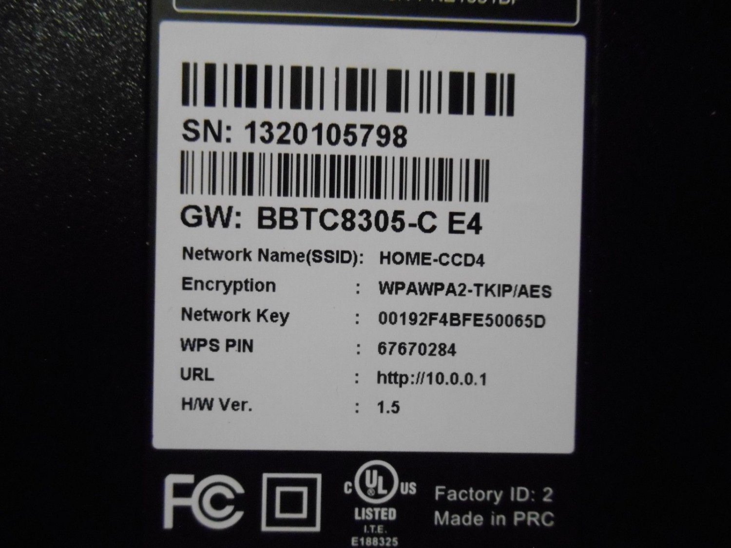 Comcast Xfinity Techniclor TC8305C Wireless Modem Gateway 802.11b/g/n ...