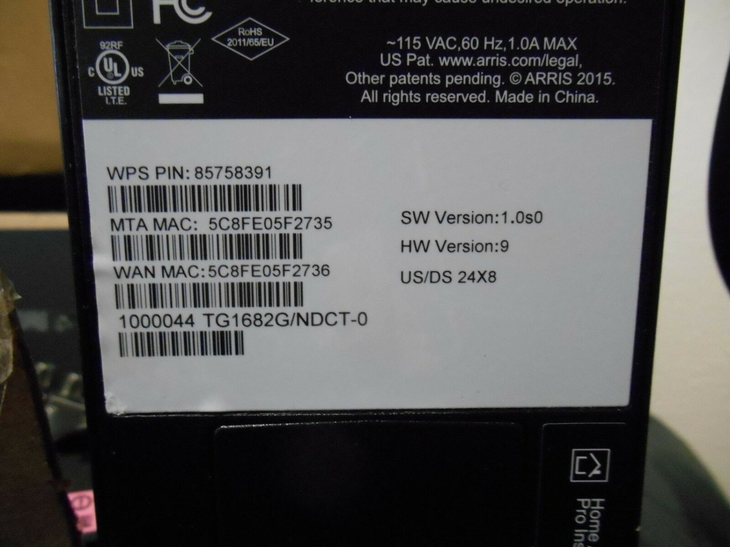 ARRIS TG1682G 802.11AC Xfinity-XB3 Docsis 3.0 CABLE MODEM