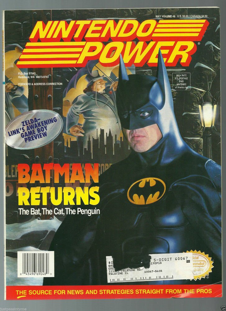 Nintendo Power Batman Returns,Bubsy Poster and Double Trading Cards ...