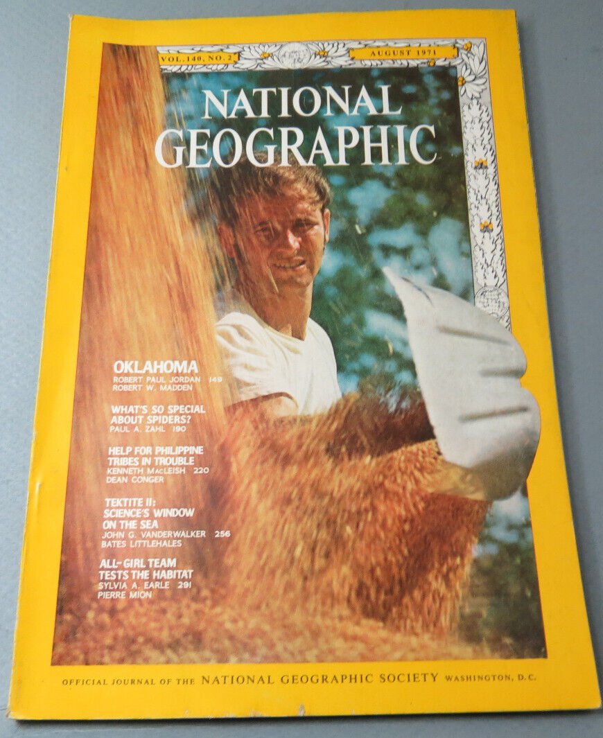 National Geographic Magazine August 1971 Oklahome / Spiders / Tektite II