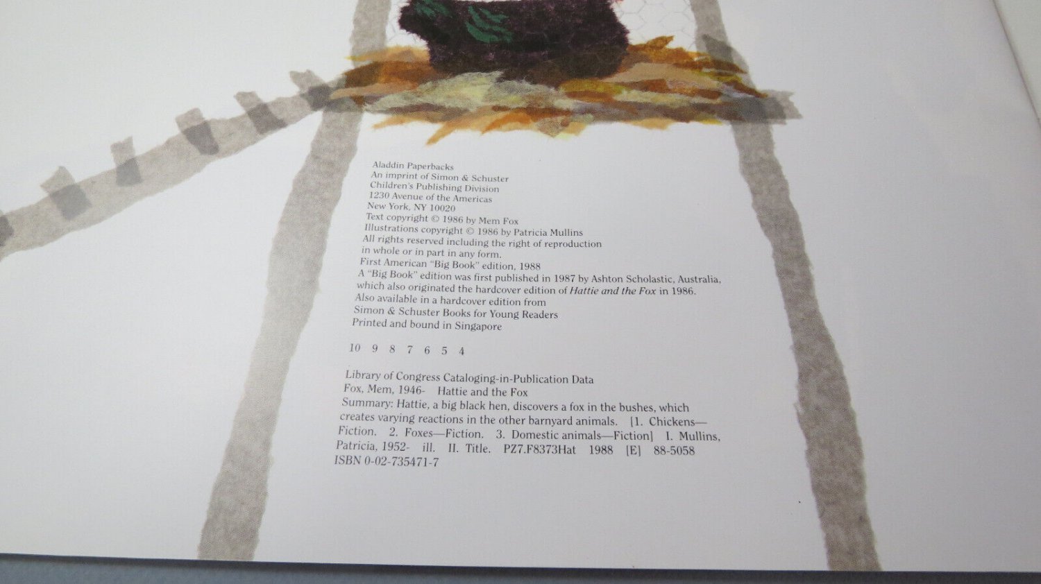 Hattie and The Fox Big Book by Mem Fox Ex-Large Pbk First American Big ...