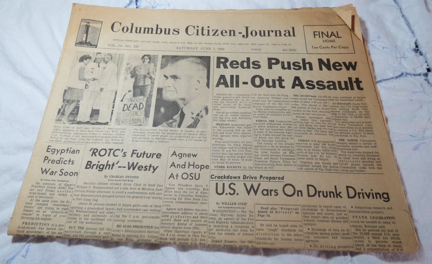 Columbus Citizen-Journal June 7, 1969 Ohio Newspaper Saigon Coverage