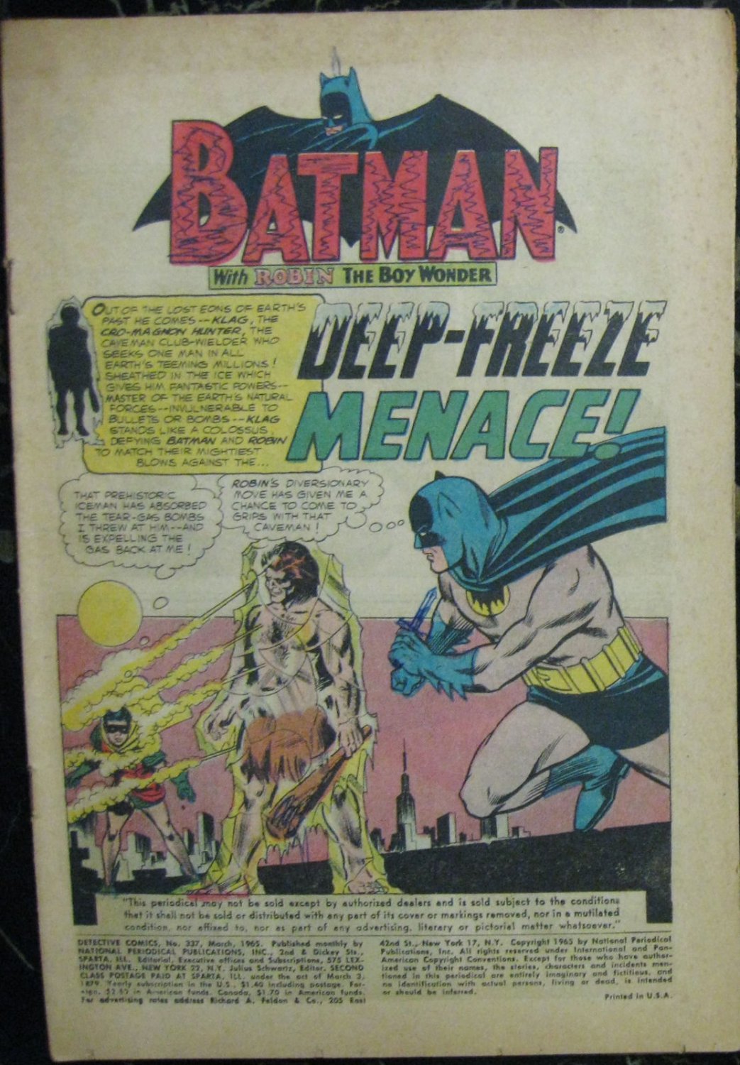 DETECTIVE COMICS# 337 Mar 1965 Elongated Man Infantino Art COVERLESS ...