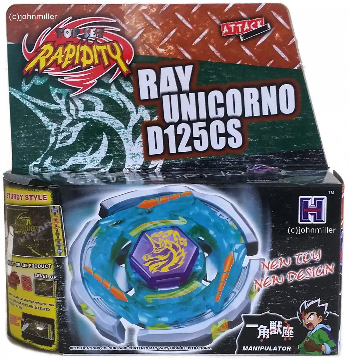 New Ray Unicorno Striker Beyblade Starter Set w/ Ripcord Launcher NIP