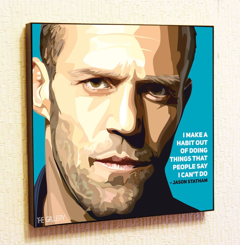 Jason Statham Portrait Wall Painting Wooden Frame Poster Star Popart 10 ...