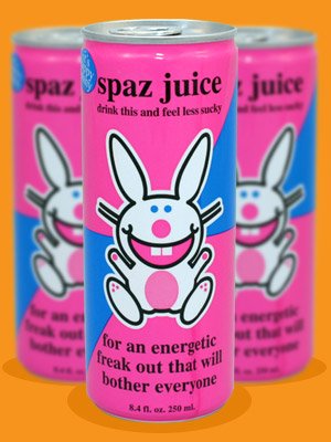 It's Happy Bunny Spaz Juice Energy Drink Hard to find! Set of 2