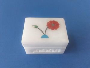 Floral White Marble Jali+ inlay work jewelry box,trinket box Store ring ...