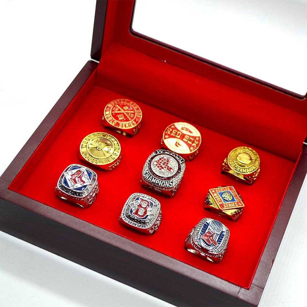 Boston Red Sox Complete Championship 9 Ring Set Size 11