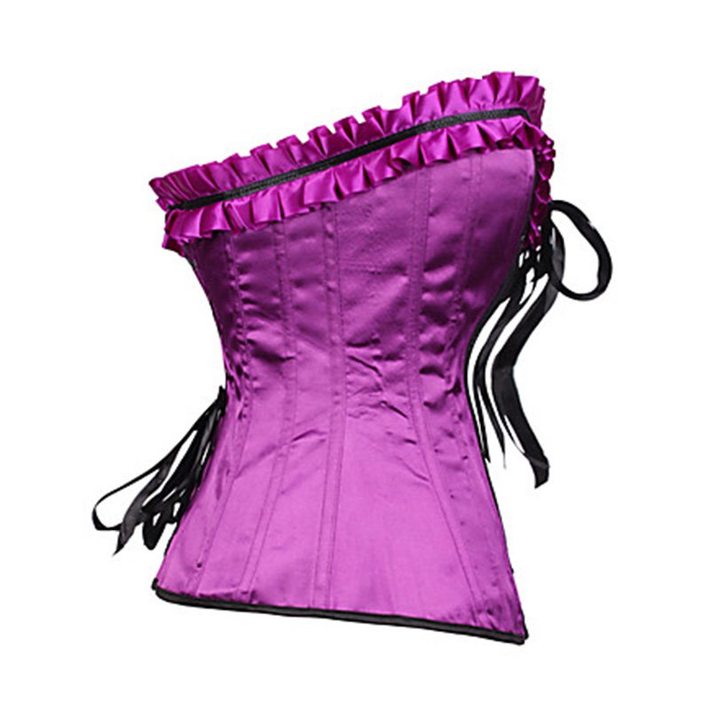 Plus Size Satin Purple Corset Sexy Overbust Lace Up Lingerie Bustier ...