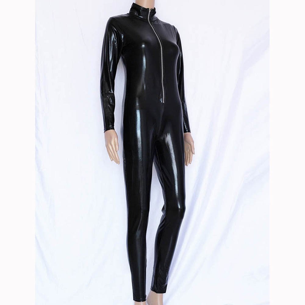 Black Sexy Costume Sexy Women Clubwear Vinyl Catsuit Costume High ...