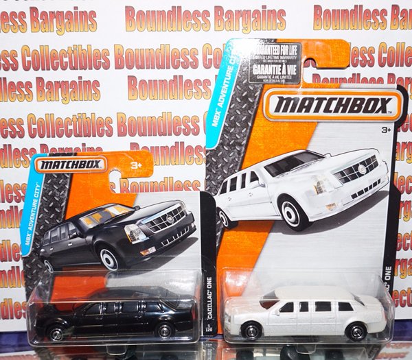 MATCHBOX 2015 LOT OF 2 CADILLAC ONE LIMOUSINE BLACK & WHITE MBX ...