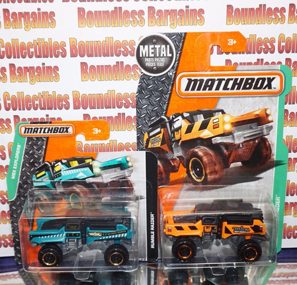 MATCHBOX LOT OF 2 RUMBLE RAIDER 2015 TEAL 2016 ORANGE MBX EXPLORERS