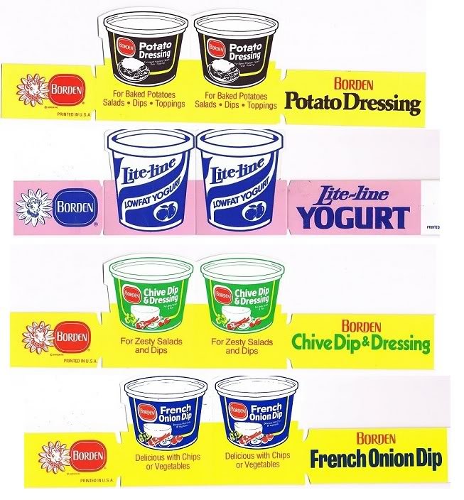 VINTAGE BORDEN ELSIE LOT OF STORE SIGNS POTATO, CHIVE, YOGURT, FRENCH ONION