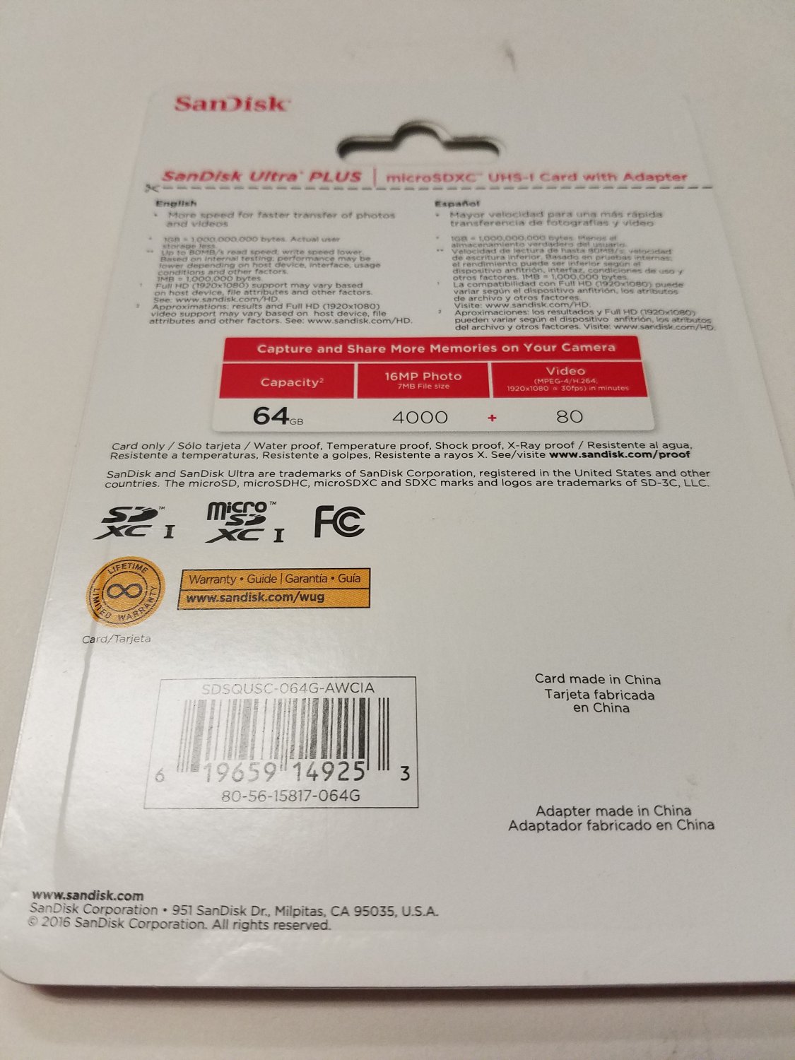 SanDisk Ultra PLUS 64GB microSDCard, Imaging, Class 10