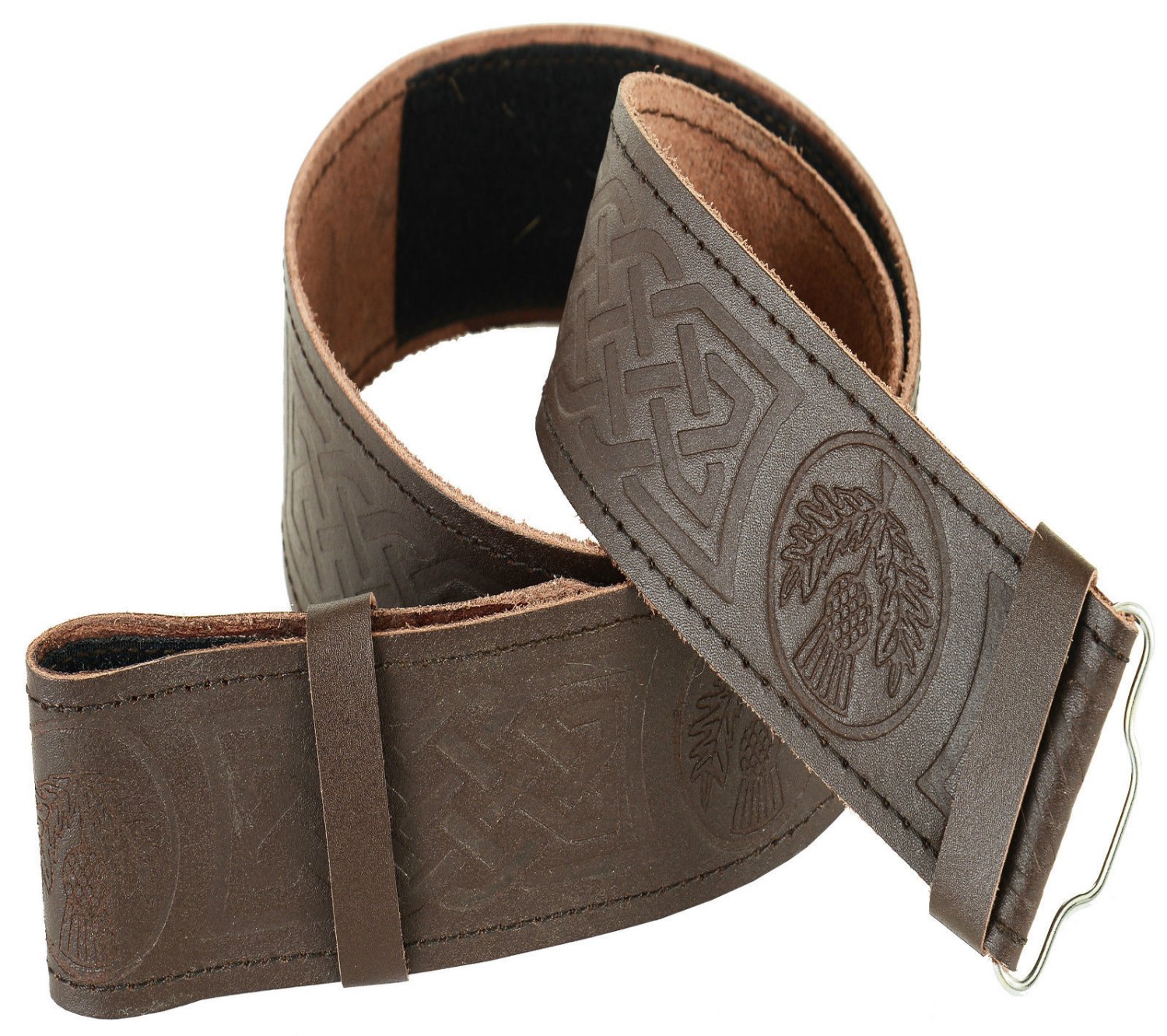 42 Size Brown Embossed Leather Kilt Belt