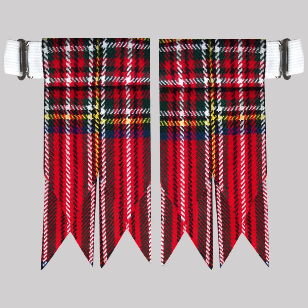 Traditional Royal Stewart Modern Tartan Kilt Hose Flashes with Garters