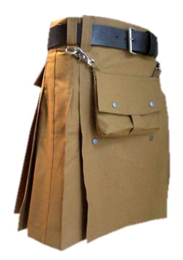 Khaki Cotton Utility Kilt With Front Khaki Sporran Tactical Duty ...