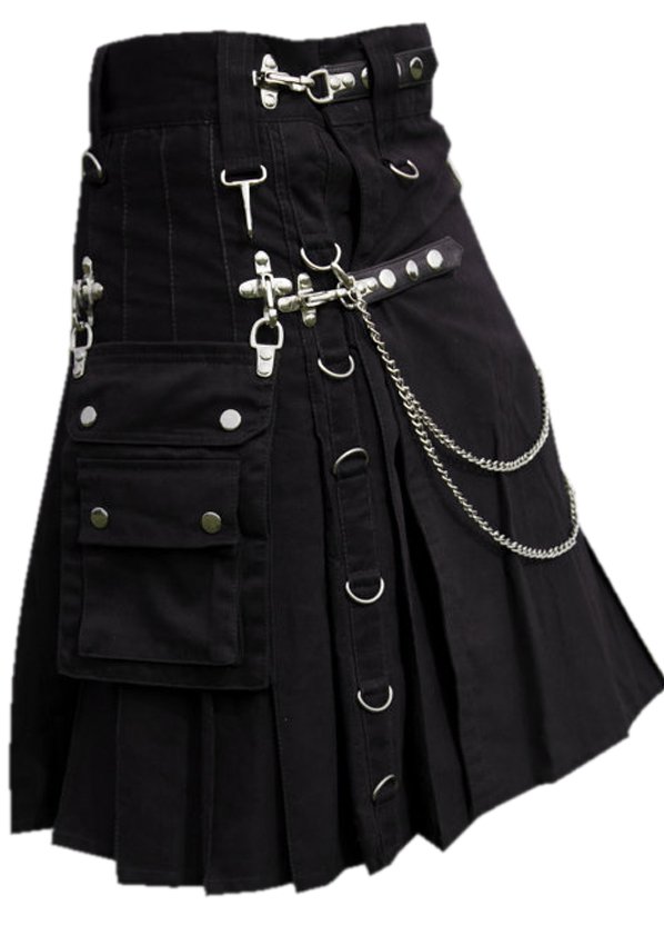 Gothic Kilt Modern Style Cargo Utility Kilt with Metal D-Rings and ...