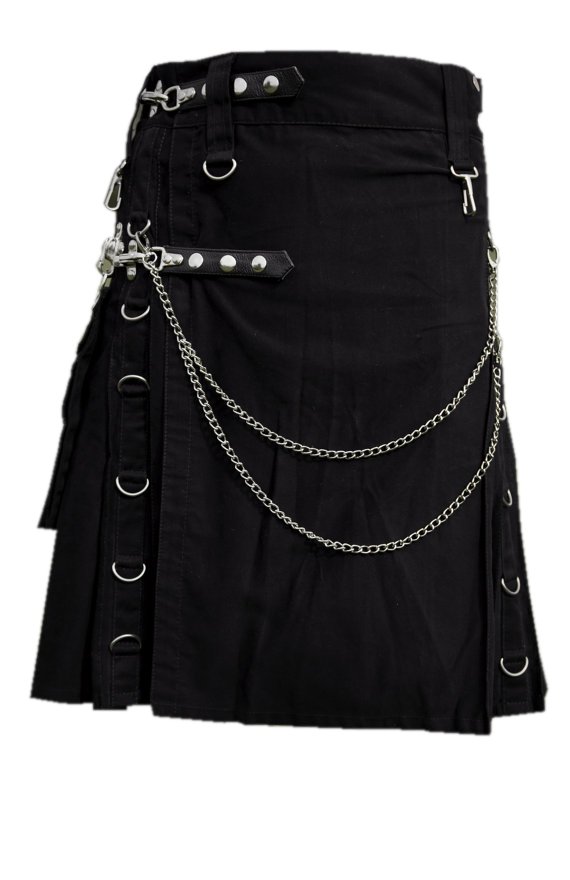 32 Size Gothic Kilt Modern Style Cargo Utility Kilt with Metal D-Rings ...