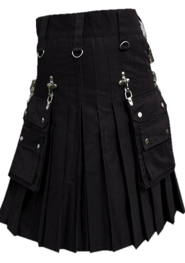 32 Size Gothic Kilt Modern Style Cargo Utility Kilt with Metal D-Rings ...