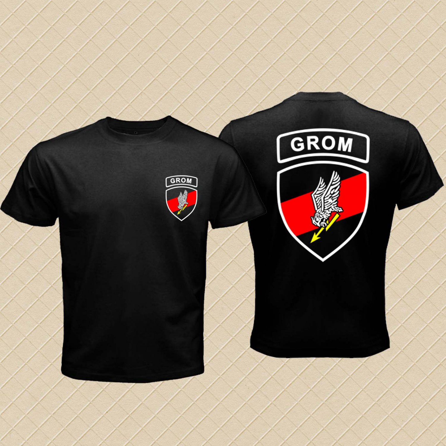 Thunder JW GROM Poland Special Unit Black Men T-Shirt S-3XL